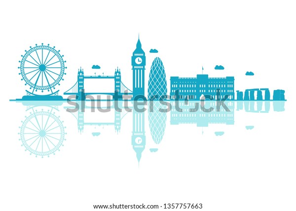 Vector Cartoon Illustration Uk Skyline Isolated Stock Vector (Royalty ...