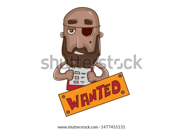 Vector Cartoon Illustration Wanted Pirate Isolated Stock Vector ...