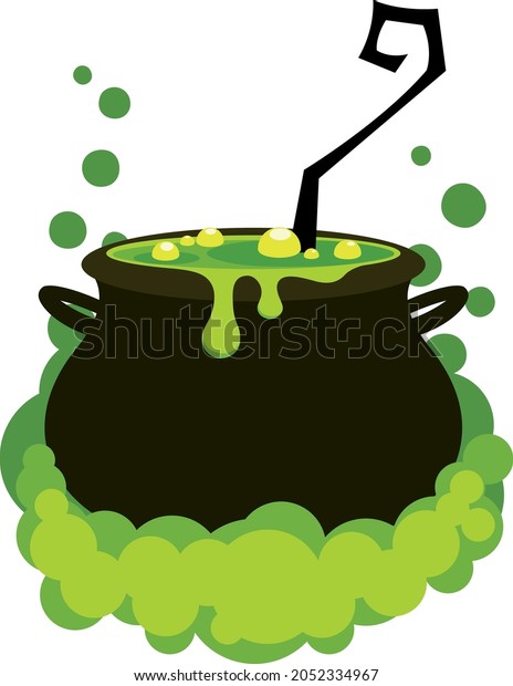 Vector Cartoon Illustration Witch Cauldron Boiling Stock Vector ...