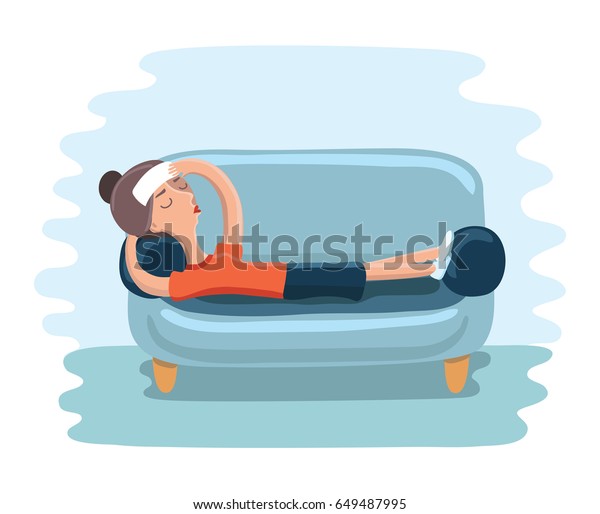 Vector Cartoon Illustration Woman Lying On Stock Vector (Royalty Free ...