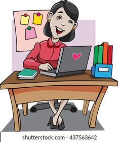 Vector Cartoon Illustration Writer Busy Working Stock Vector (Royalty ...