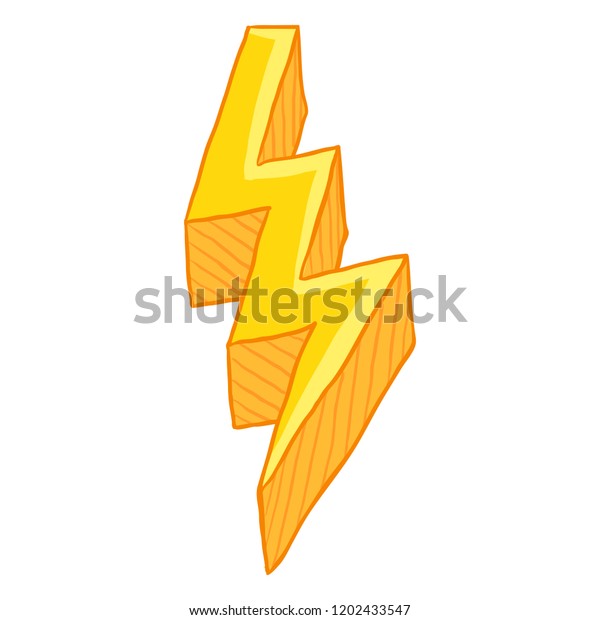 Vector Cartoon Illustration Yellow Thunder Lighting Stock Vector ...