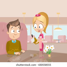 Vector Cartoon Illustration Young Guy Ordering: vetor stock (livre de ...