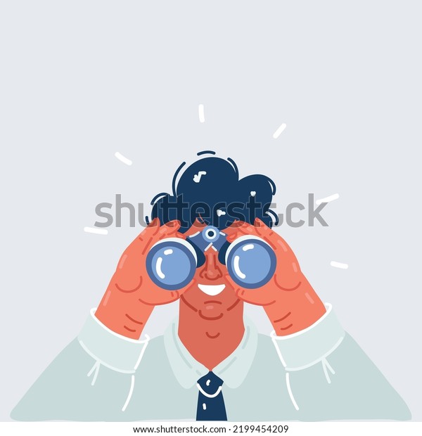 Vector Cartoon Illustration Young Man Looking Stock Vector (Royalty ...
