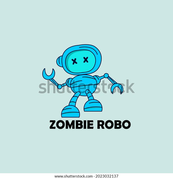 Vector Cartoon Illustration Zombie Robot Bright Stock Vector (Royalty ...