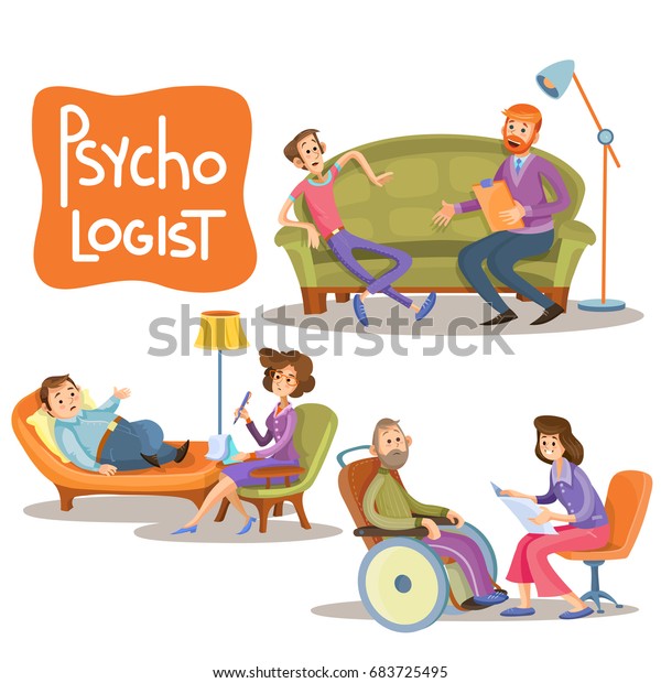 Vector Cartoon Illustrations Patient Talking Psychotherapist Stock ...