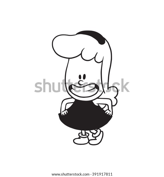 Vector cartoon image of a cute little girl. Little girl with wavy hair ...