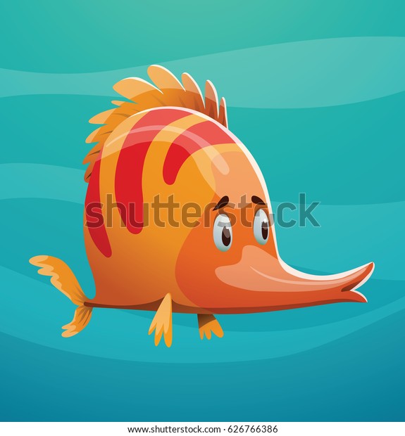 Vector Cartoon Image Cute Orange Fish Stock Vector (Royalty Free ...
