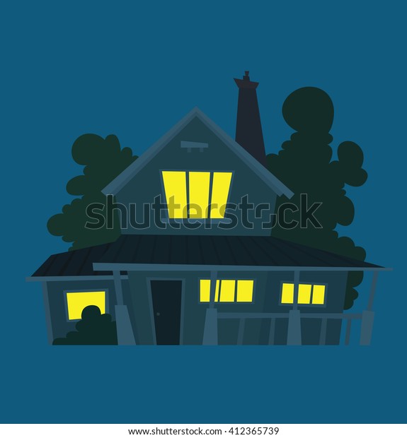 Vector Cartoon Image Cute Turquoise House Stock Vector (Royalty Free ...