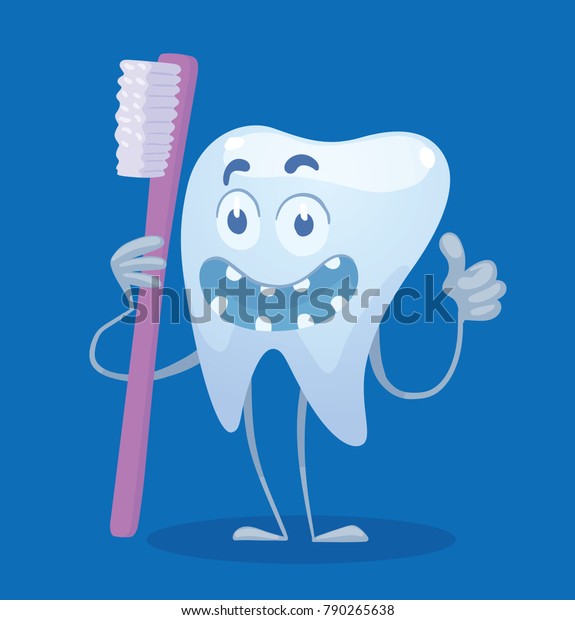 Vector Cartoon Image Funny White Tooth Stock Vector (Royalty Free ...