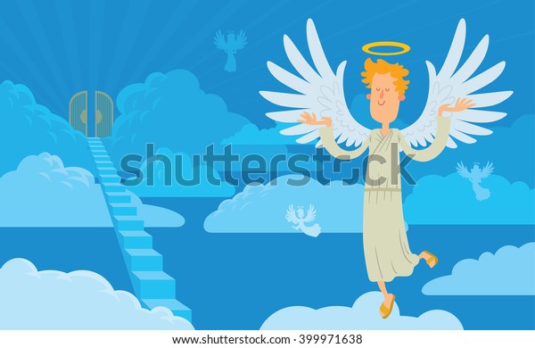 Vector Cartoon Image Male Angel On: vector de stock (libre de regalías ...