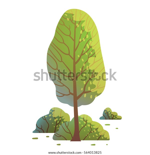 Vector Cartoon Image Oval Green Tree Stock Vector (Royalty Free ...