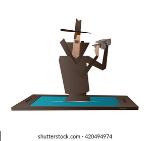 Vector Cartoon Image Spy Black Coat Stock Vector (Royalty Free ...