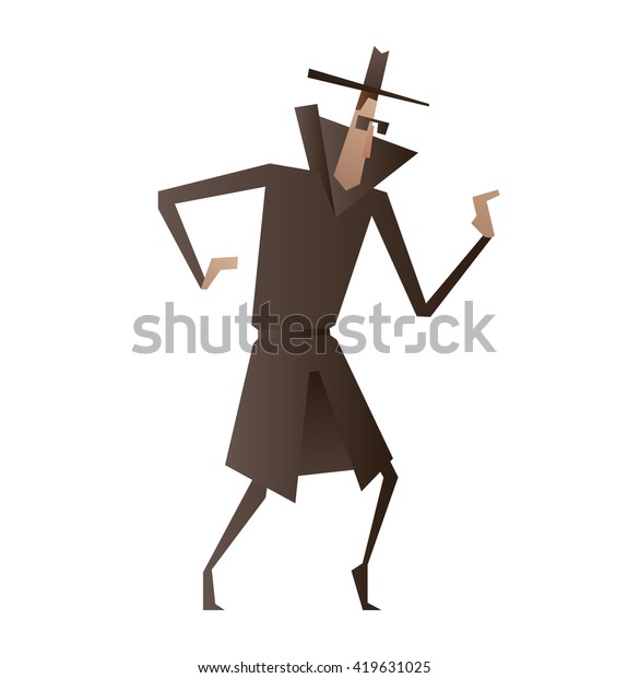 Vector Cartoon Image Spy Black Coat Stock Vector (Royalty Free ...