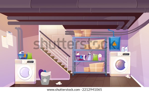 Vector Cartoon Interior House Basement Washing Stock Vector (Royalty ...