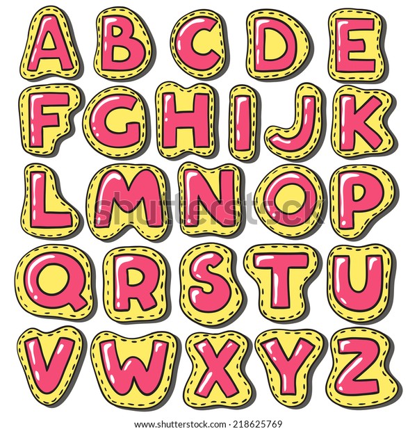 Vector Cartoon Isolated Alphabet Sticker Set Stock Vector (Royalty Free ...
