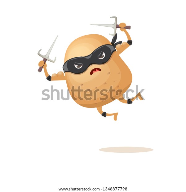Vector Cartoon Jumping Ninja Potato Character: เวกเตอร์สต็อก (ปลอดค่า ...