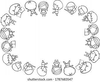 Square Background Hand Drawn Uncolored Cooking Stock Vector (Royalty ...