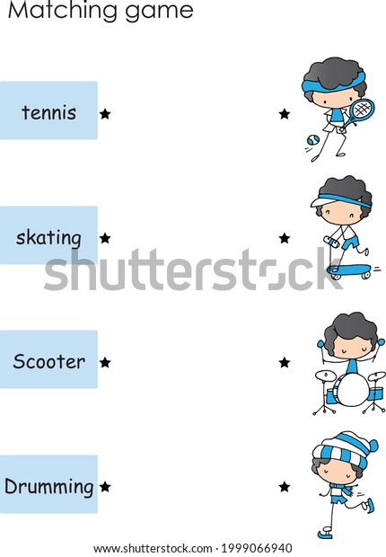 Vector Cartoon Kids Pre School Matching Stock Vector (Royalty Free ...