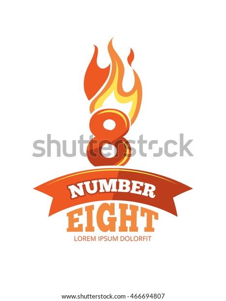 Vector Cartoon Label Flaming Number Eight Stock Vector (Royalty Free ...