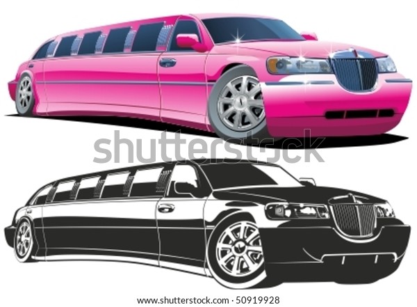 Vector Cartoon Limousine Color Bw Versions Stock Vector (Royalty Free ...
