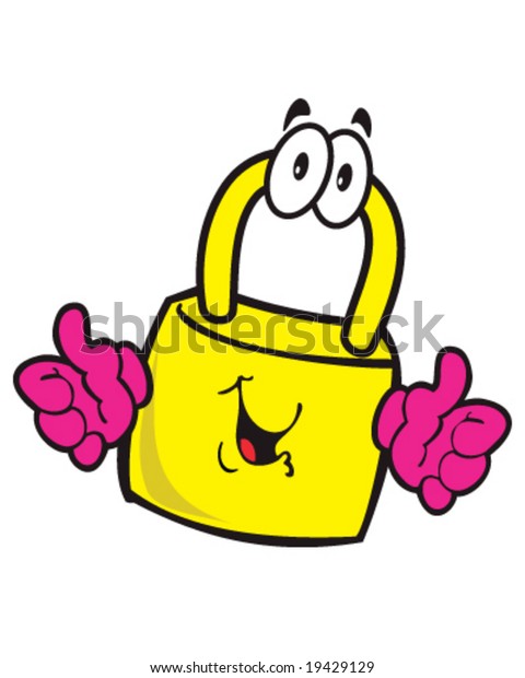 Vector Cartoon Lock Character Symbol Security: vector de stock (libre ...