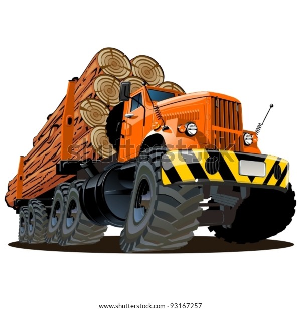 Vector Cartoon Logging Truck Stock Vector (Royalty Free) 93167257