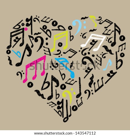 Vector Cartoon Love Music Concept Stock Vector (Royalty Free) 143547112 ...