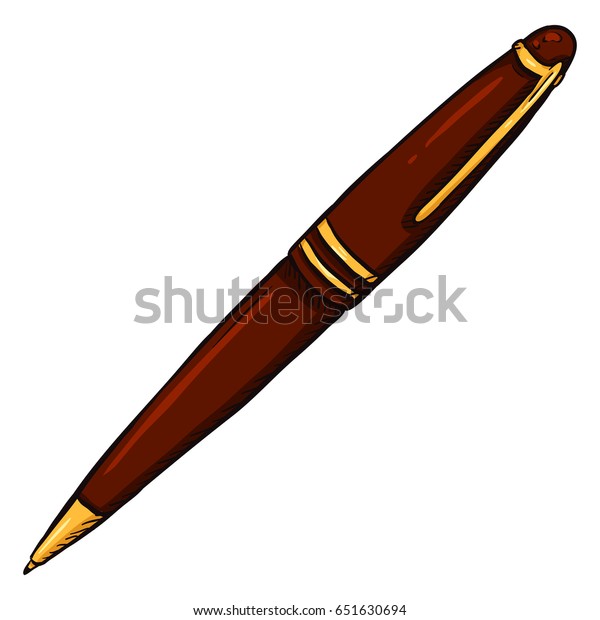 Vector Cartoon Luxury Red Pen on White Background