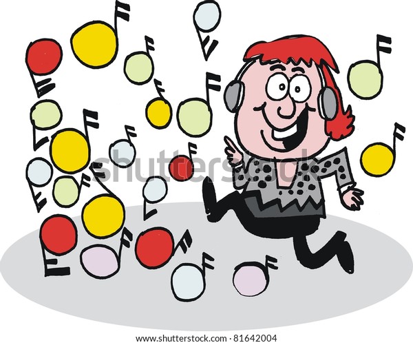 Vector Cartoon Man Listening Music Stock Vector (Royalty Free) 81642004 ...