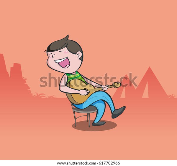 Vector Cartoon Man Playing Guitar Color Stock Vector (Royalty Free ...