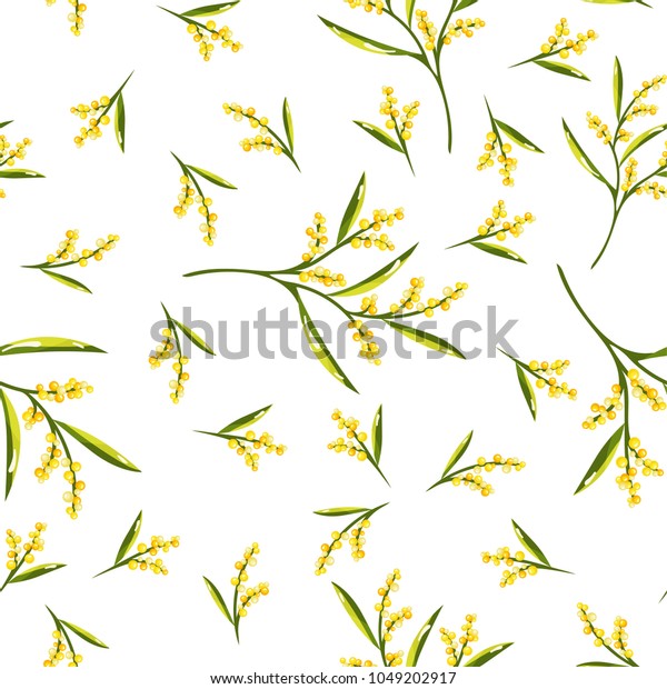 Vector Cartoon Mimosa Spring Flower Seamless Stock Vector (Royalty Free ...