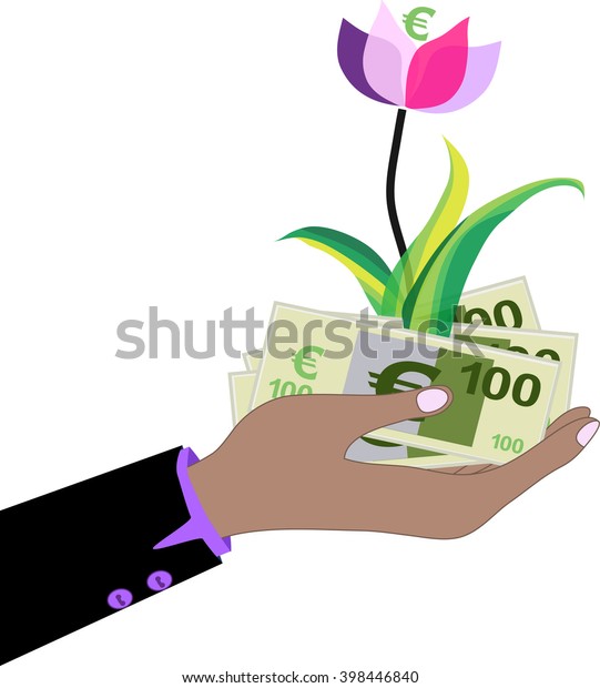 Vector Cartoon Money Flower Growing Hand Stock Vector (Royalty Free ...