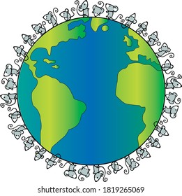 Vector Cartoon Mouse On Earth Stock Vector (Royalty Free) 1819265066 ...