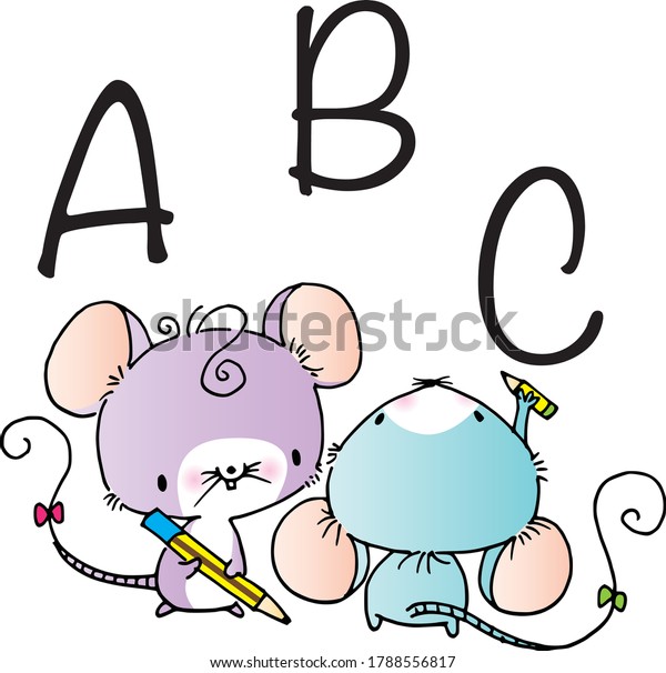 Vector Cartoon Mouse Write Abc Stock Vector (Royalty Free) 1788556817 ...