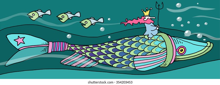 Vector Cartoon Neptune Fish Stock Vector (Royalty Free) 354203453 ...