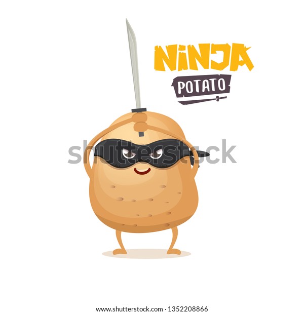Vector Cartoon Ninja Potato Character Black Stock Vector (Royalty Free ...