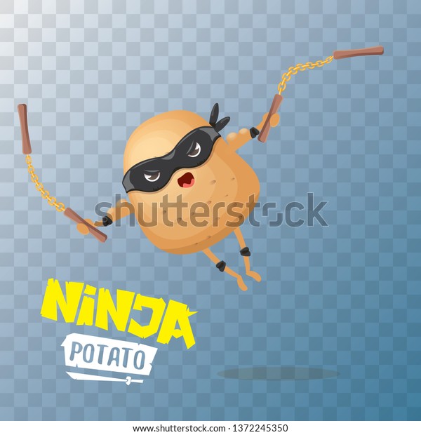 Vector Cartoon Ninja Potato Character Black Stock Vector (Royalty Free ...