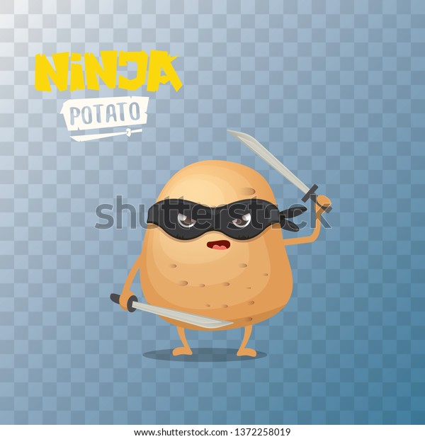 Vector Cartoon Ninja Potato Character Black Stock Vector (Royalty Free ...