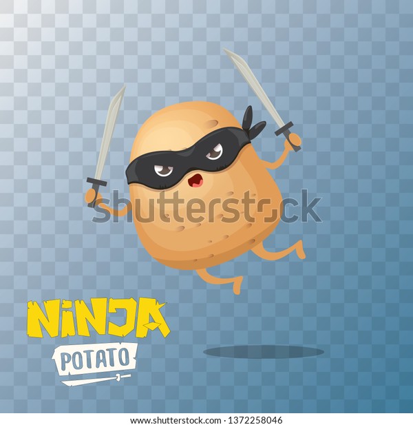 Vector Cartoon Ninja Potato Character Black: เวกเตอร์สต็อก (ปลอดค่า ...