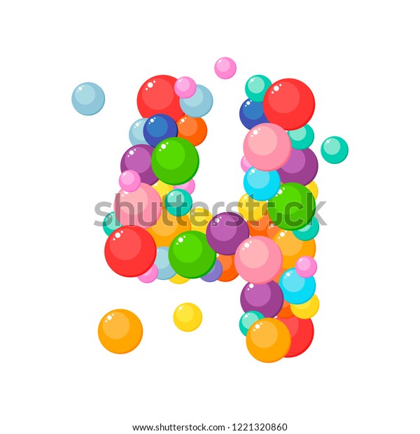 Vector Cartoon Number 4 Kids Colored Stock Vector (Royalty Free ...