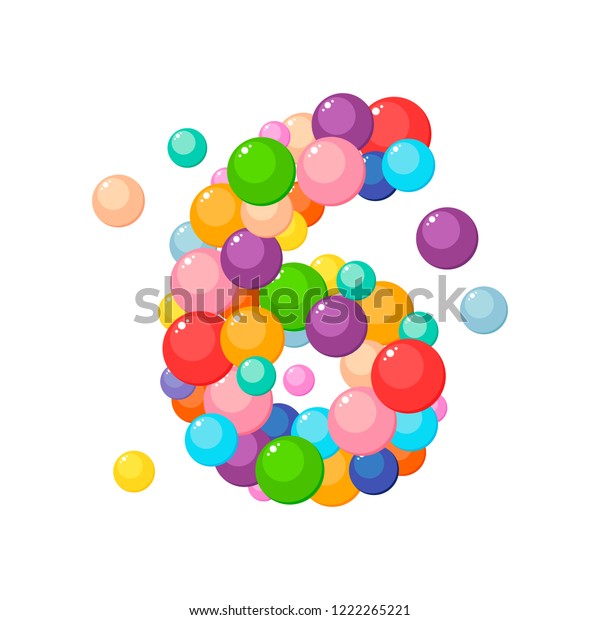 Vector Cartoon Number 6 Kids Colored Stock Vector (Royalty Free ...