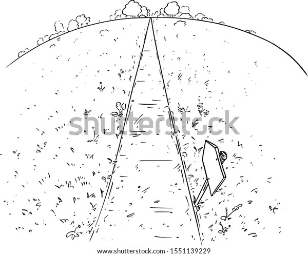 Vector Cartoon Pen Ink Drawing Road Stock Vector (Royalty Free) 1551139229