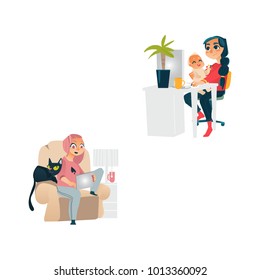 Vector Cartoon People Working Home Remote Stock Vector (Royalty Free ...