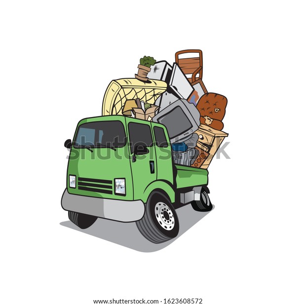 Vector Cartoon Pickup Truck Loaded Full Stock Vector (Royalty Free ...