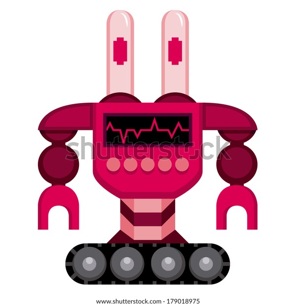 Vector Cartoon Pink Robot Isolated On Stock Vector (Royalty Free ...