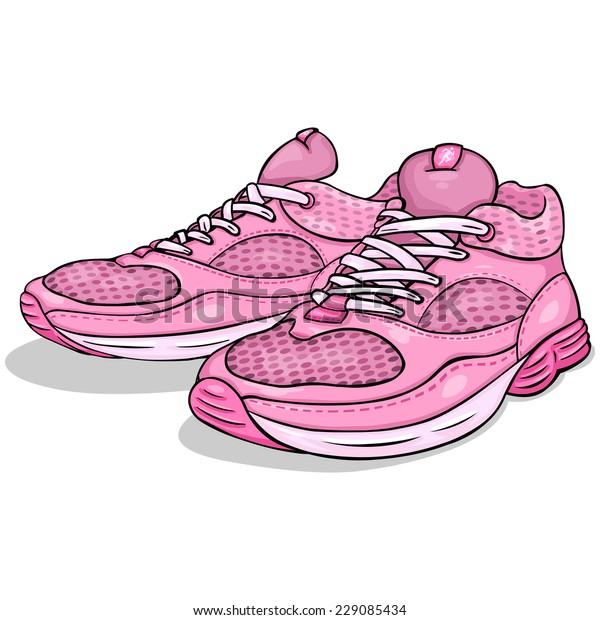 Vector Cartoon Pink Running Shoes Stock Vector (Royalty Free) 229085434