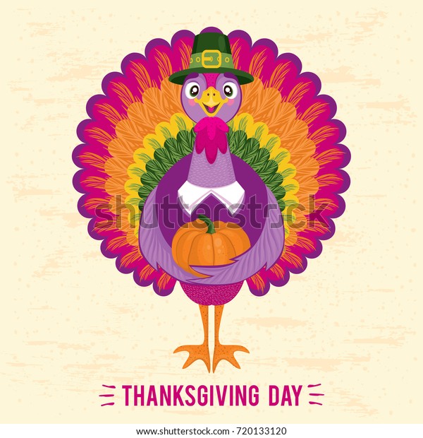 Vector Cartoon Portrait Funny Smiling Turkey Stock Vector (Royalty Free ...