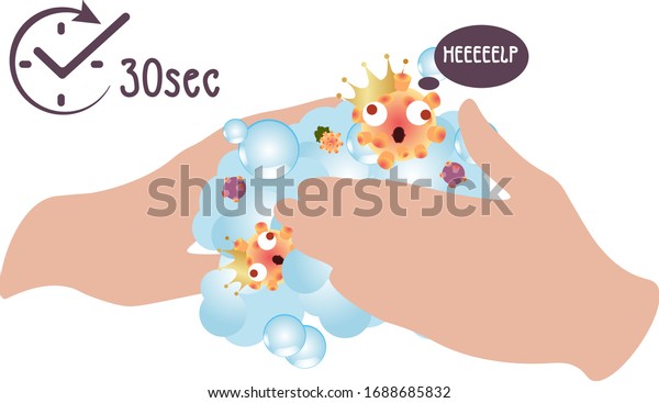 Vector Cartoon Poster Washing Hands Soap Stock Vector (Royalty Free ...