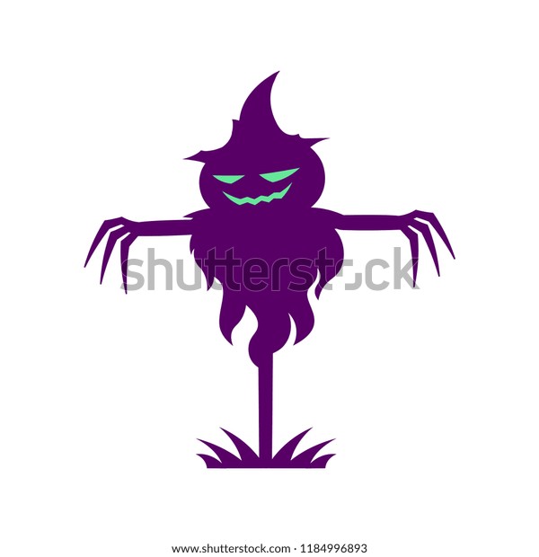 Vector Cartoon Purple Green Scarecrow Icon Stock Vector (Royalty Free ...